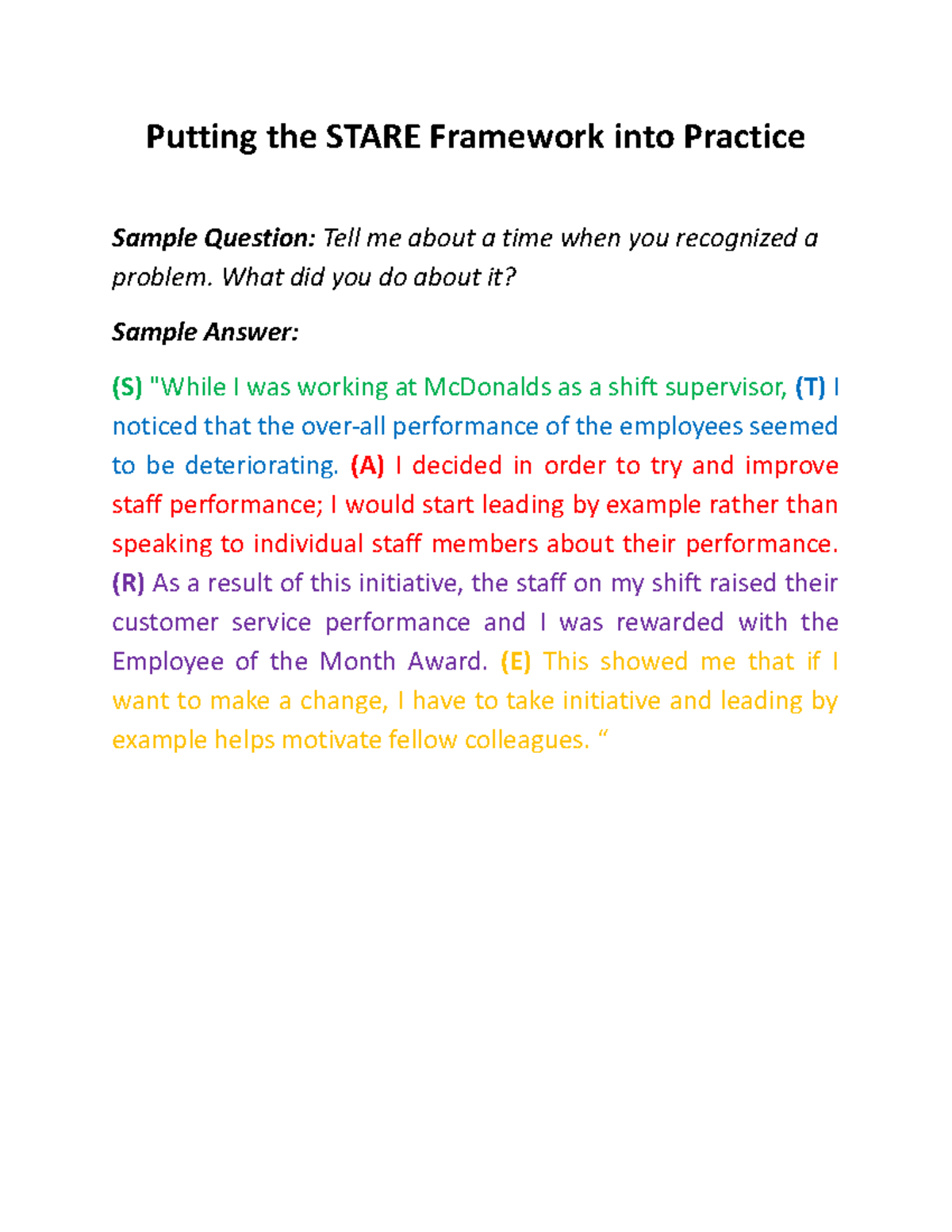 Putting the Stare Framework into Practice - Putting the STARE Framework ...