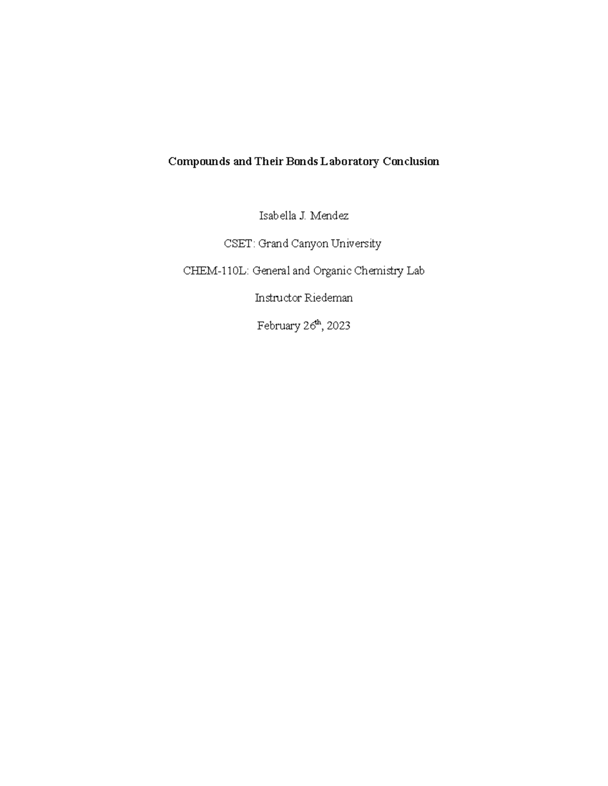 Chem Lab Compounds and Bonds Conclusion - Compounds and Their Bonds ...