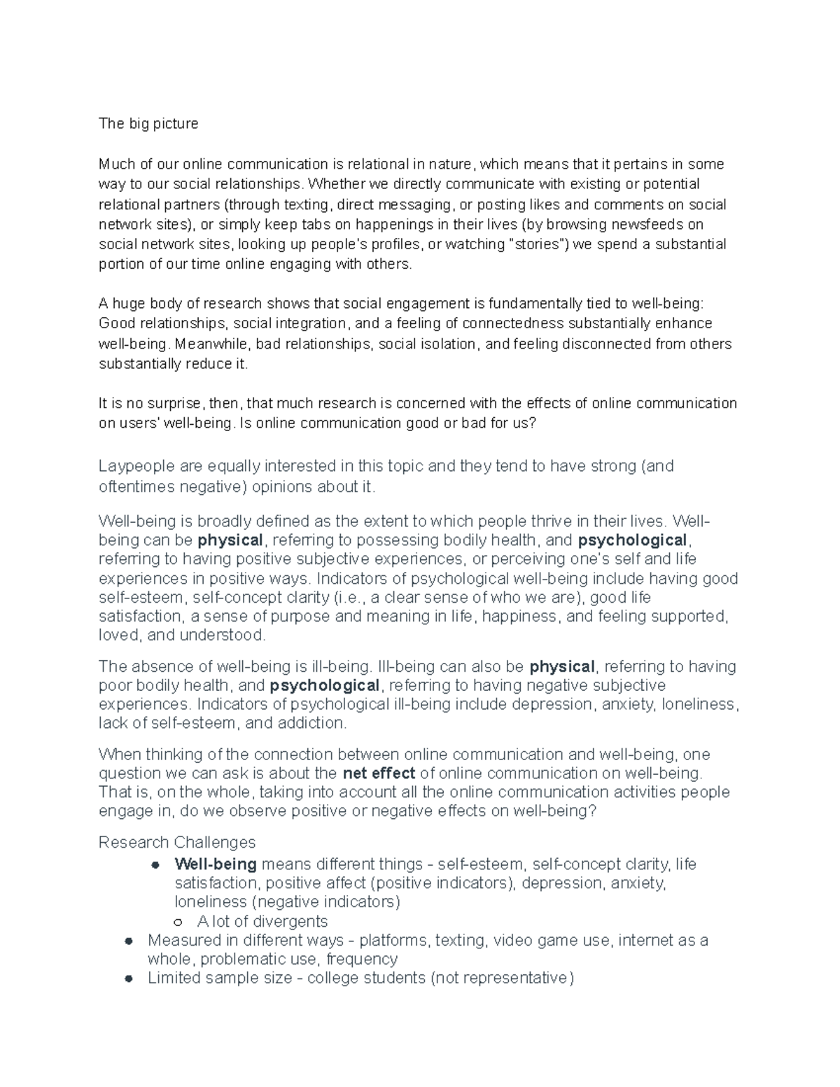 Module 8 - Lecture notes 8 - The big picture Much of our online ...