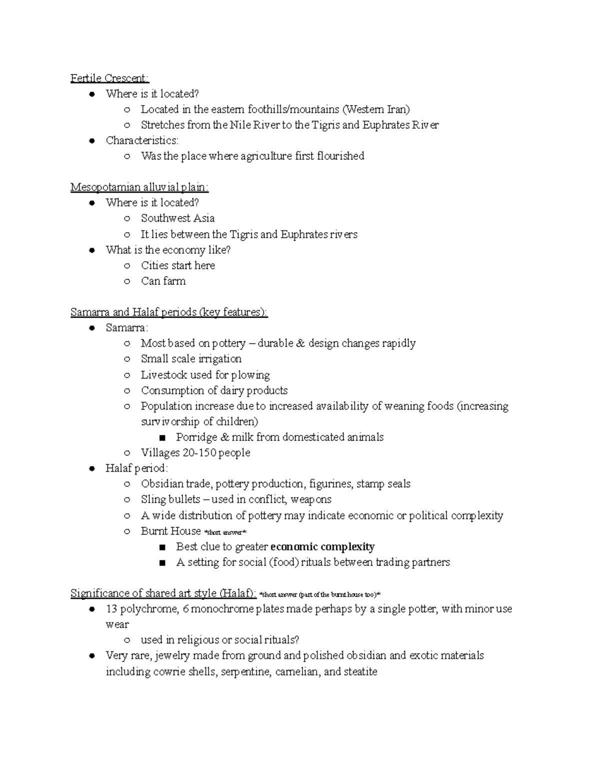 ANTH 205 Exam 2 Study Guide - Fertile Crescent: Where is it located ...