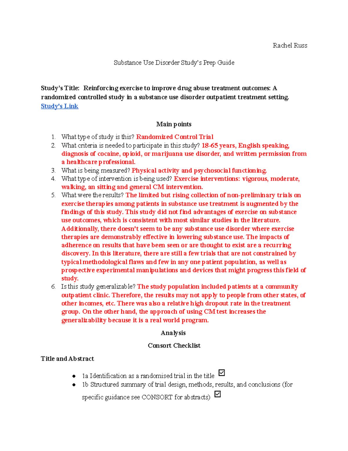 Substance Use Disorder Study’s Prep Guide - Rachel Russ Substance Use ...