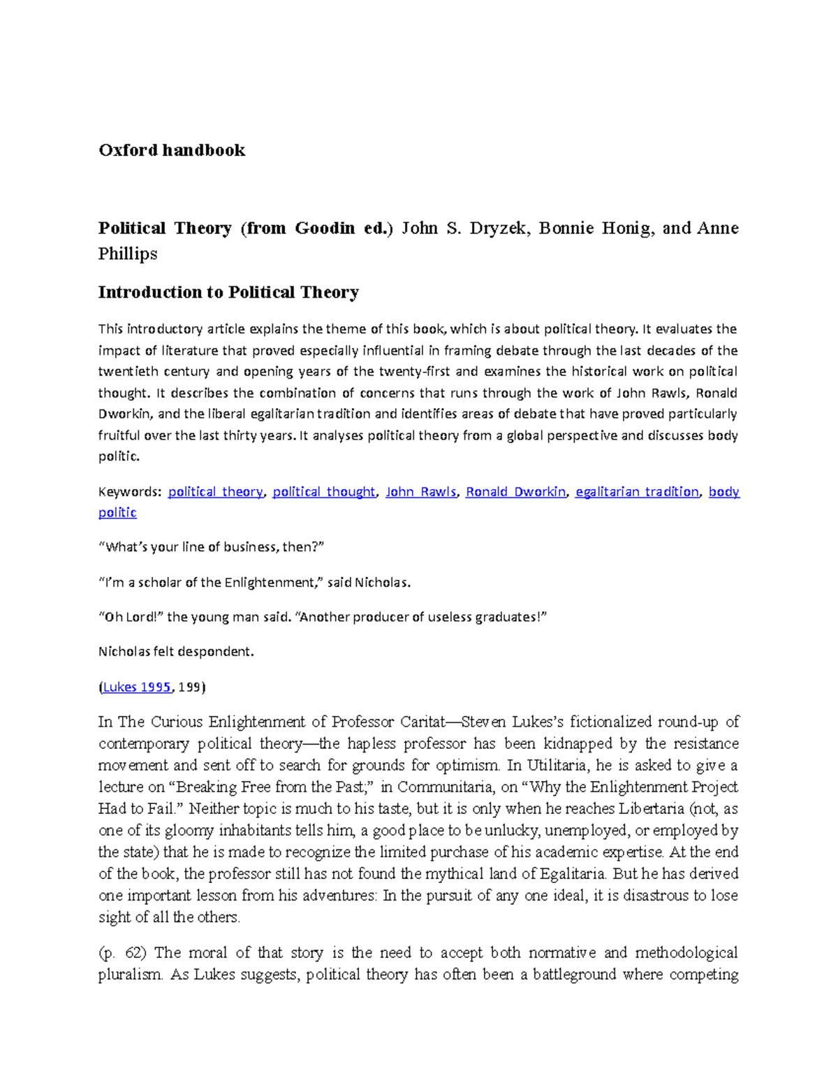 Goodin introduction - Hijhh - Oxford handbook Political Theory (from ...