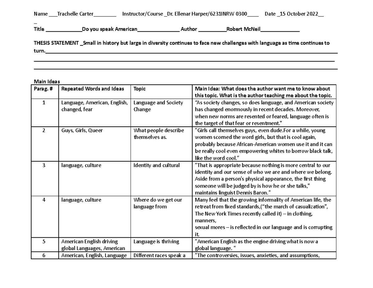 Harper E Lecture Series Main Ideas Assignment Sheet - _ Title Do you ...
