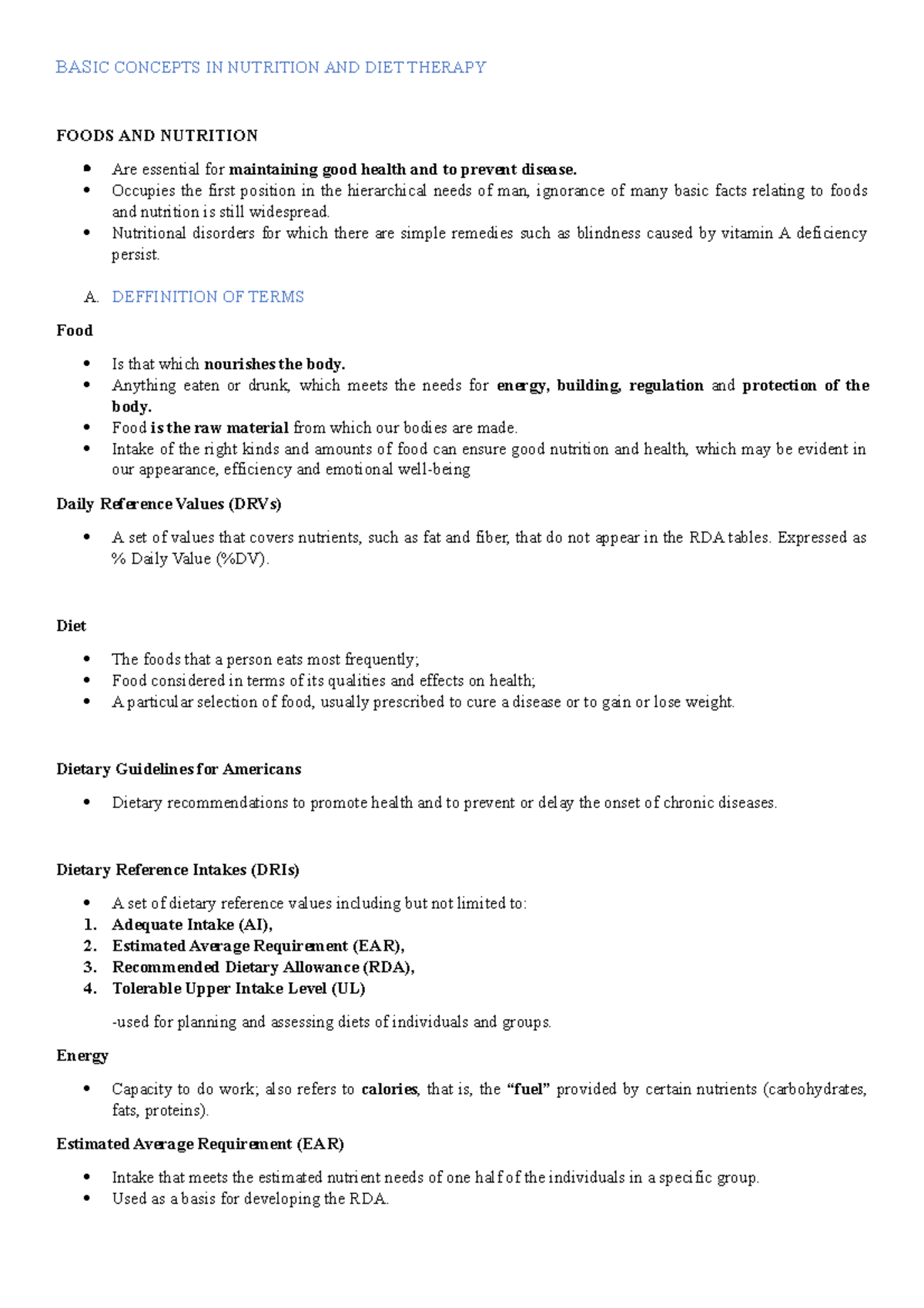 Basic Concepts IN Nutrition AND DIET Therapy - BASIC CONCEPTS IN ...