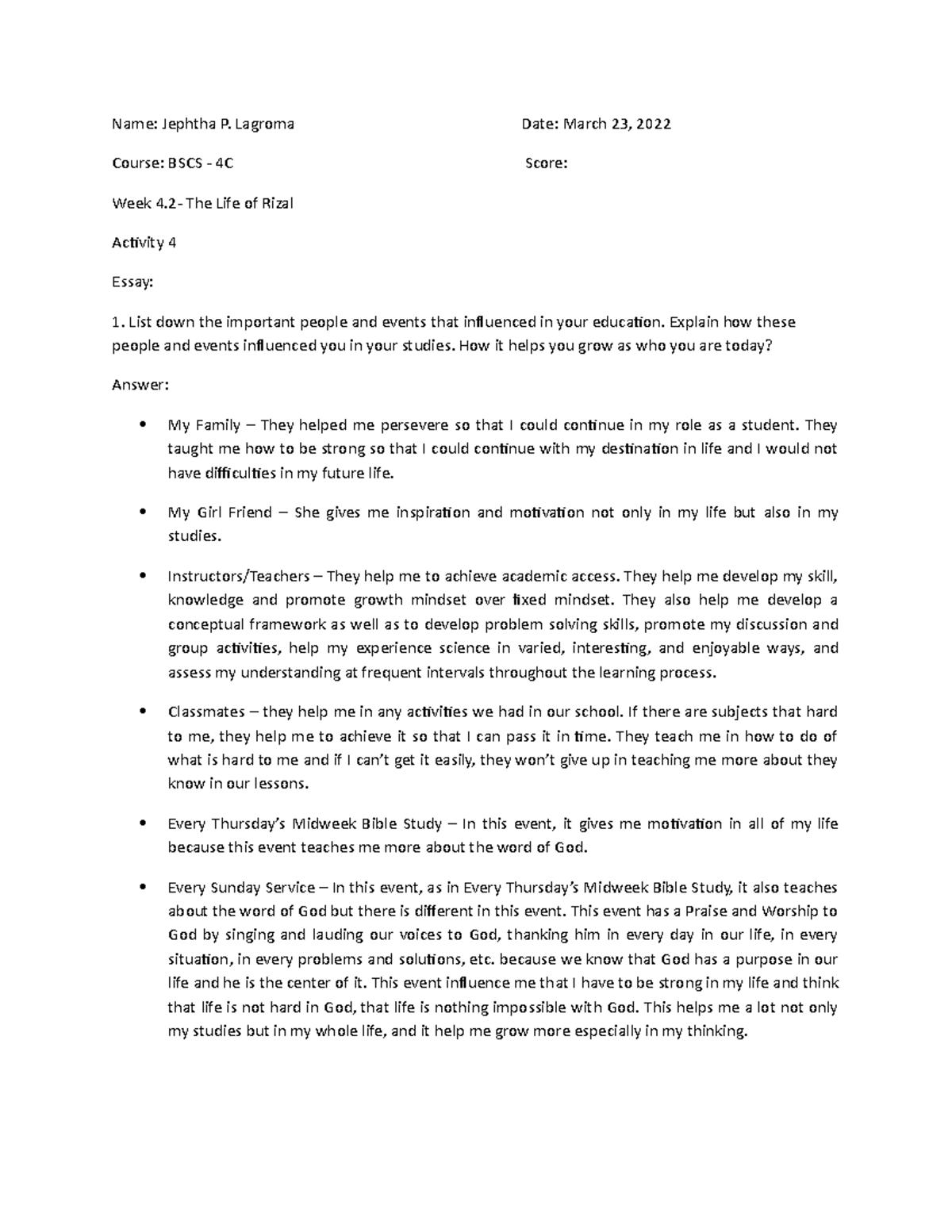 Jephtha Lagroma - Activity 4-week 4 - Name: Jephtha P. Lagroma Date ...