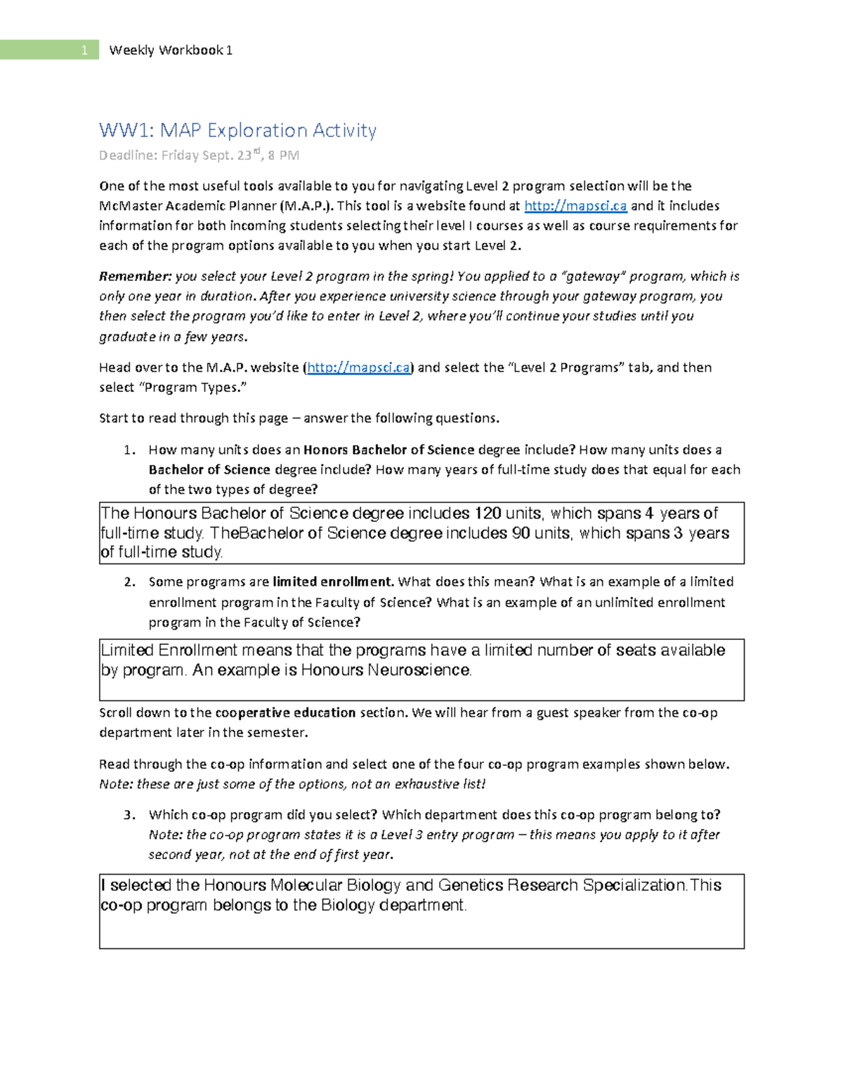 Ww1 Weekly Workbook 1 Assignment Ww1 Map Exploration Activity Deadline Friday Sept 23rd