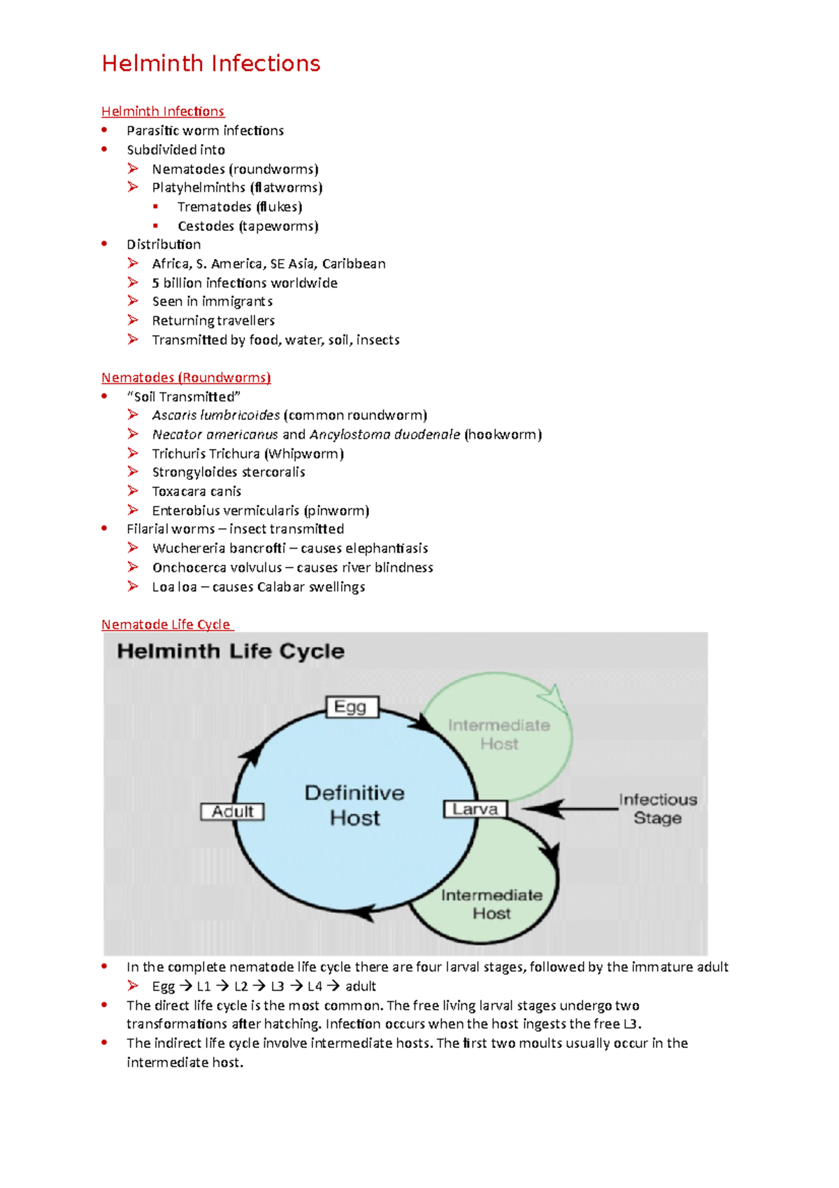 Lecture 21a - Helminth Infections - Helminth Infections Helminth ...