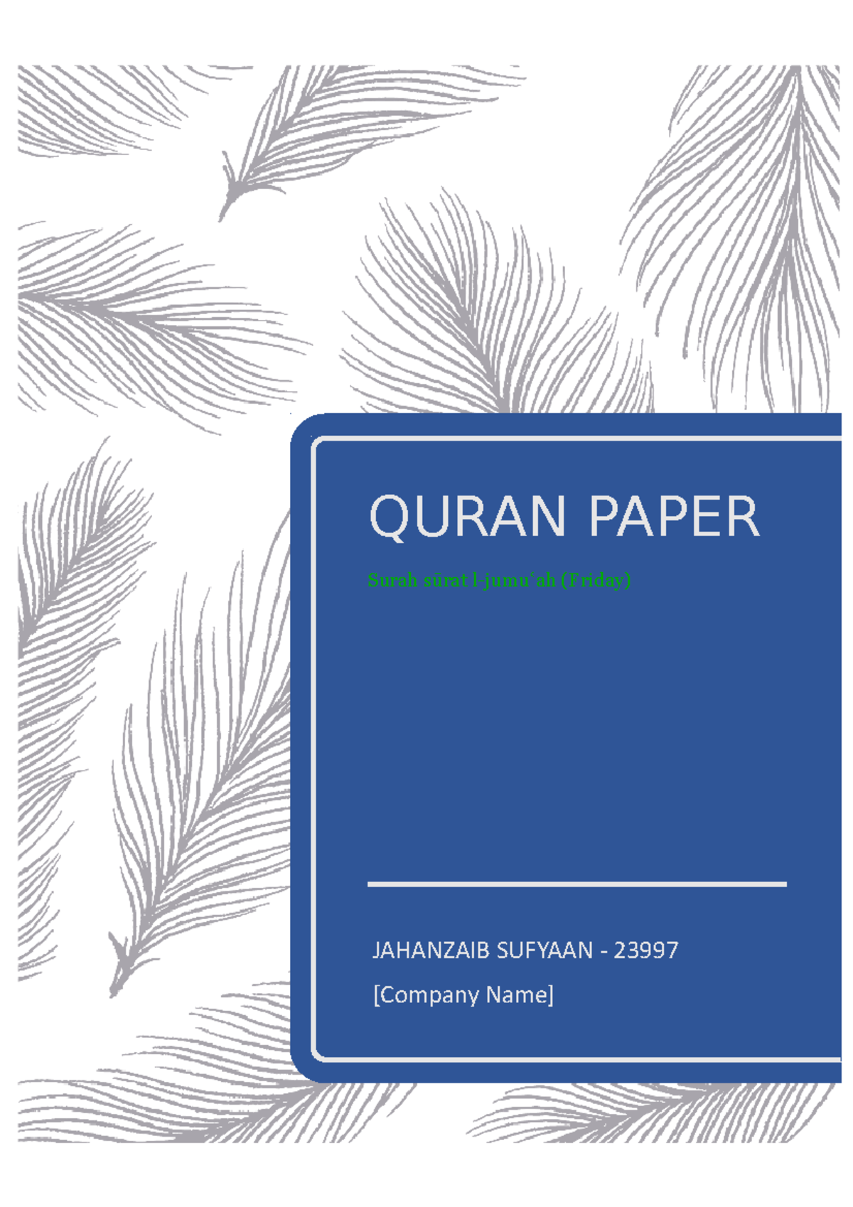 Quran Paper hello my name is bashir yhis - QURAN PAPER Surah sūrat l ...