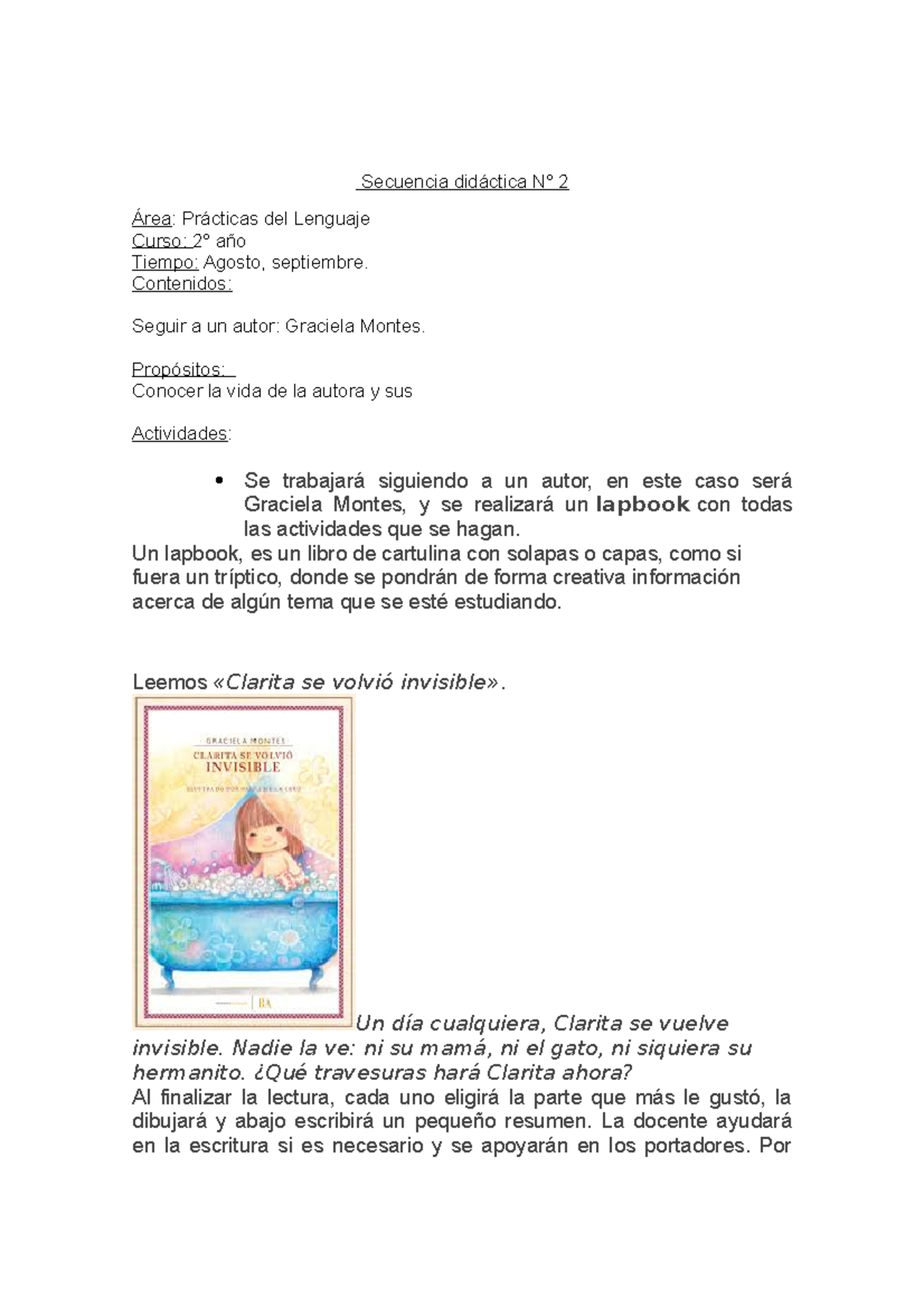 Seguir un autor - Secuencia didáctica N° 2 Área: Prácticas del Lenguaje Curso: 2° año Tiempo ...