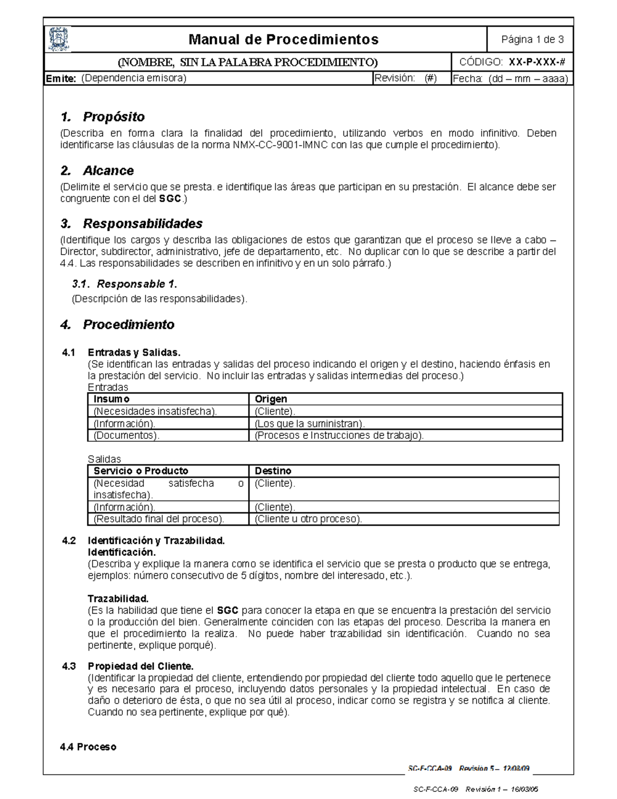 SC-F-CCA-09 Formato de procedimiento - SC-F-CCA-09 Revisión 1 – 16/03 ...