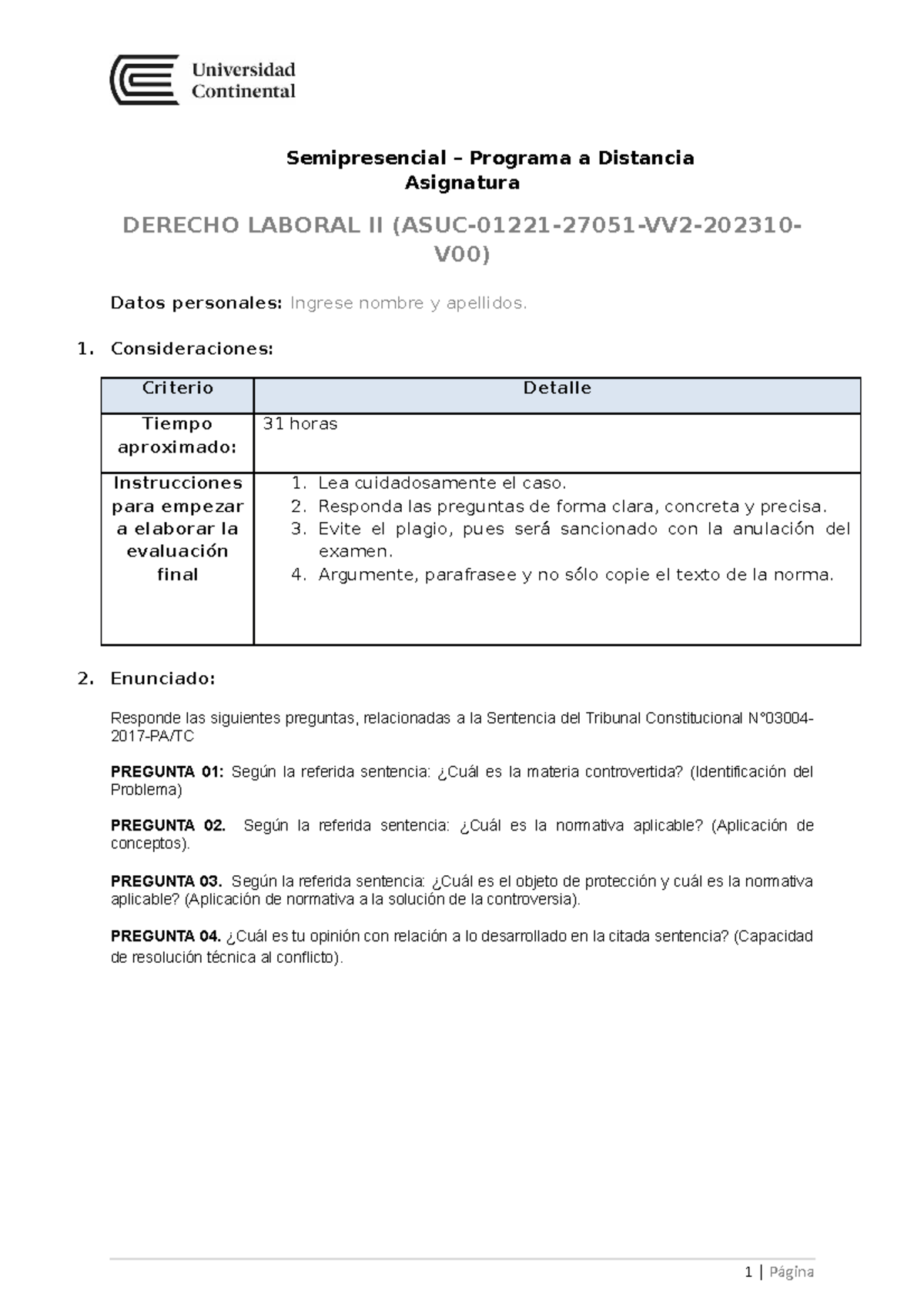 Derecho Laboral II 2023 A - Semipresencial – Programa a Distancia Asignatura DERECHO LABORAL II ...