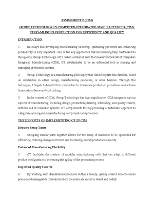 Benefits and Applications of Group Technology - COMPUTER INTEGRATED ...