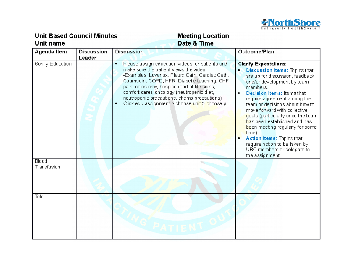 GM Jan 2020 UBC Minutes - work - Unit Based Council Minutes Unit name ...