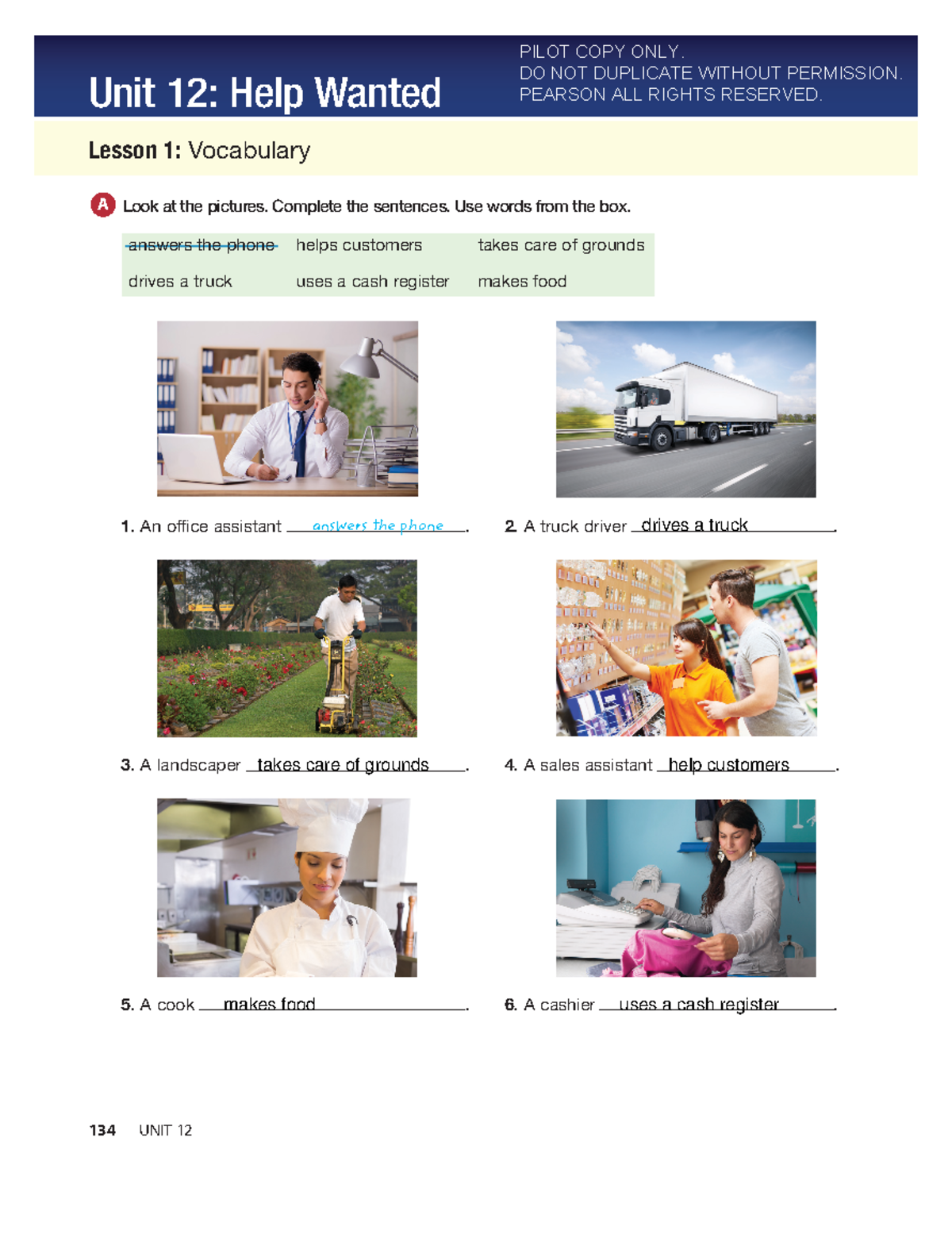 Classroom Activity Unit12 - Unit 12: Help Wanted Lesson 1: Vocabulary A ...