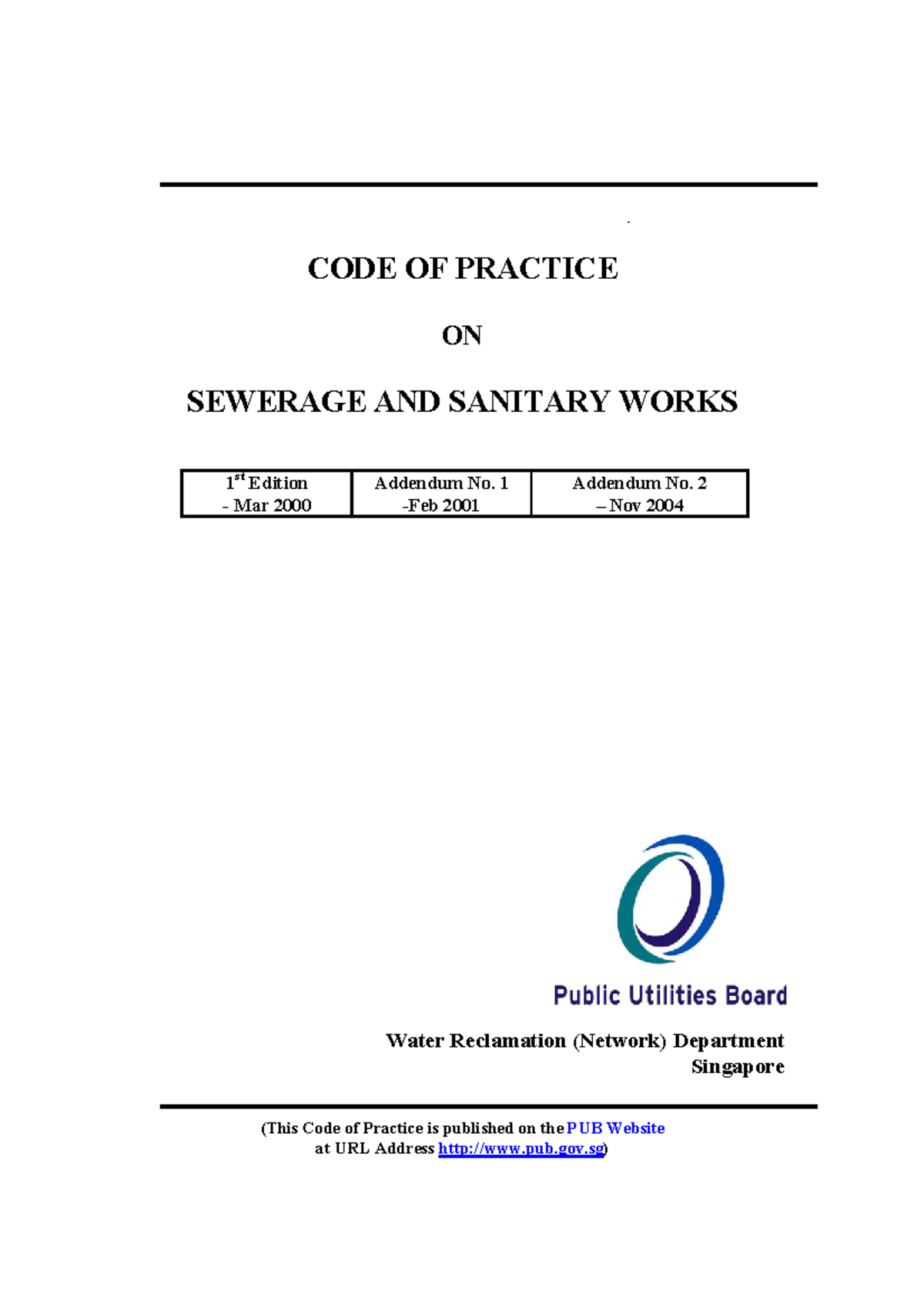CP Sanitary - CODE OF PRACTICE ON SEWERAGE AND SANITARY WORKS 1 st ...