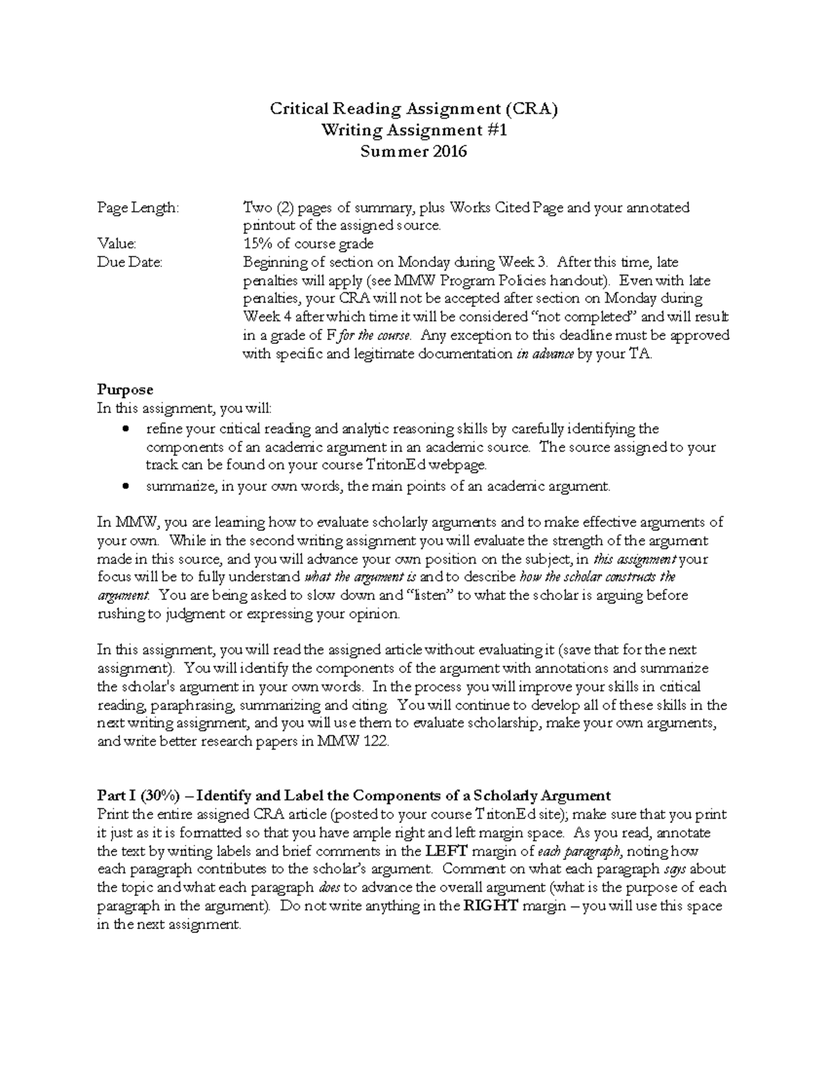 Critical reading assignment prompt mmw121 s116 - Critical Reading ...