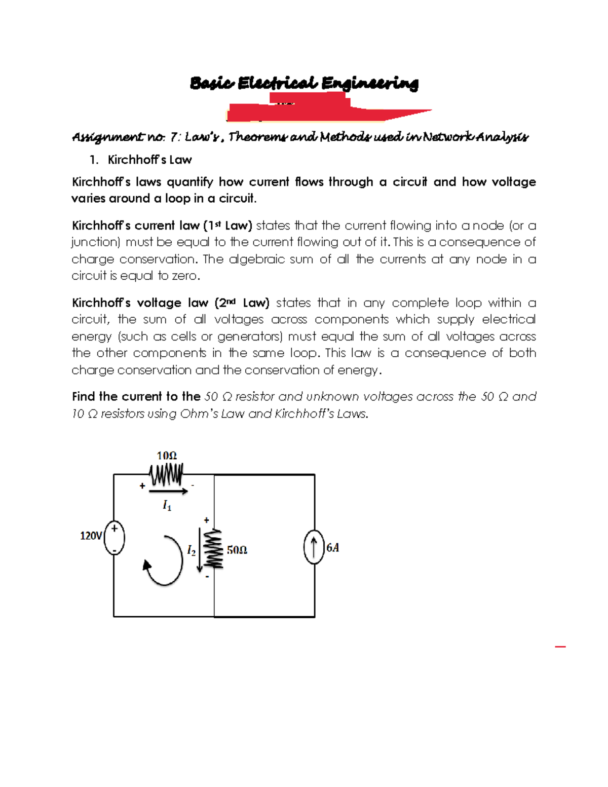 Basic Electrical Engineering - (EE 230 B) Janice Jane C. Rabaca BSGE III Assignment no. 7: Law’s ...