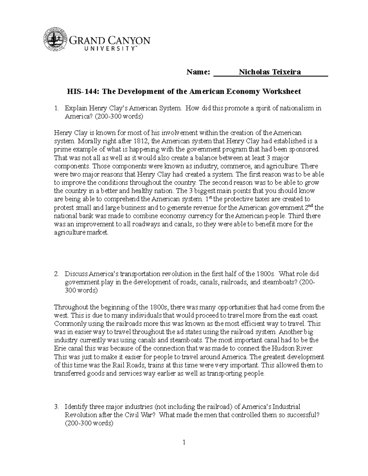 HIS-144.T-4.Development of the American Economy - Name: Nicholas ...