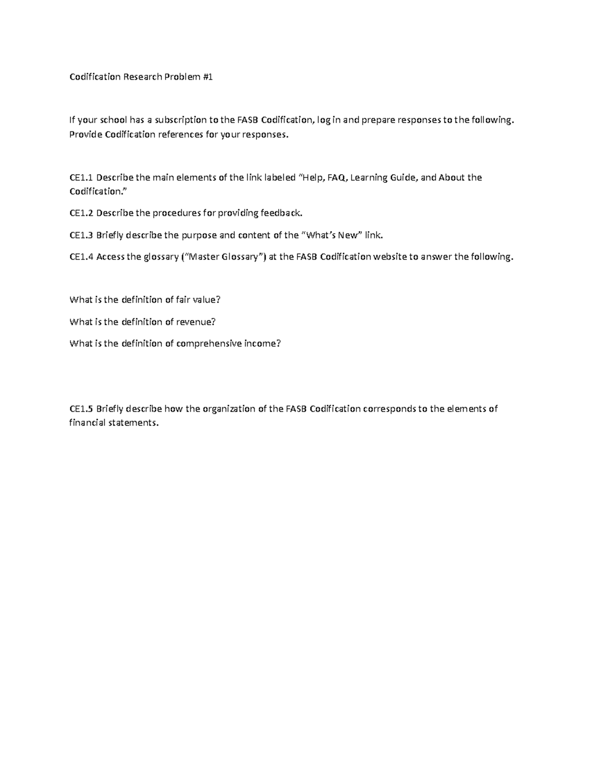 Codification Research Assignment Number 1 - Codification Research Problem # If your school has a ...