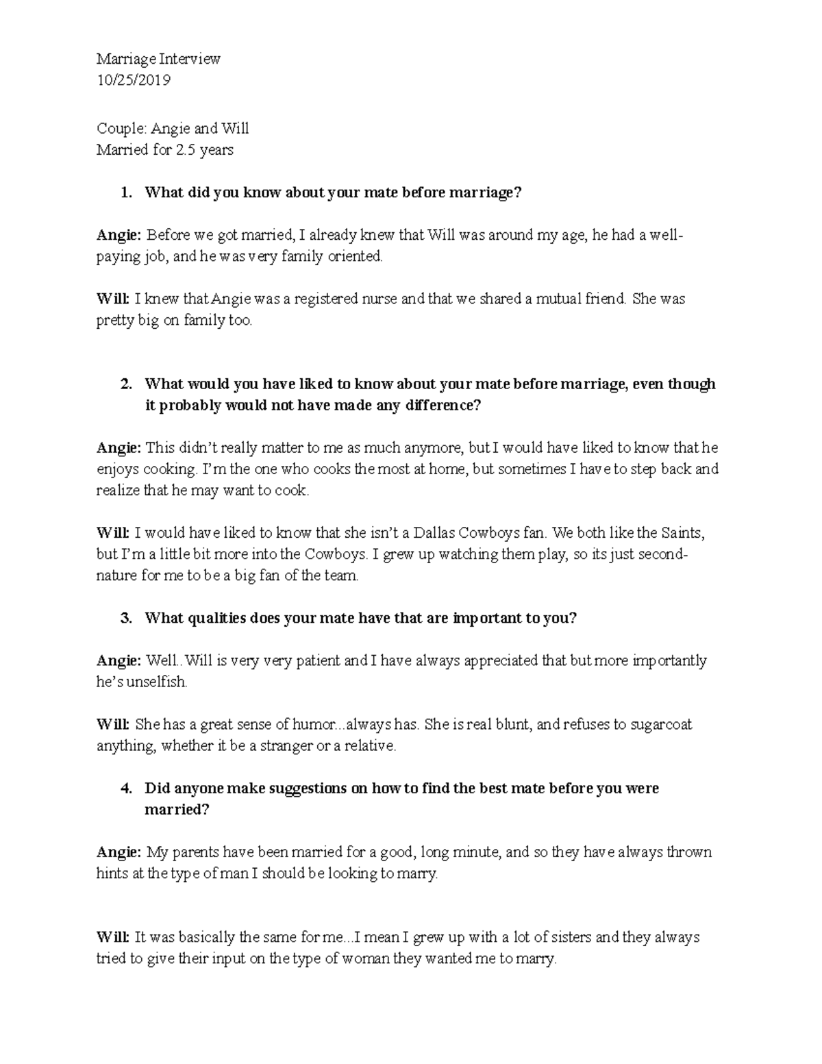 Marriage Interview Nikiya C. 2019 - Marriage Interview 10/25/ Couple ...