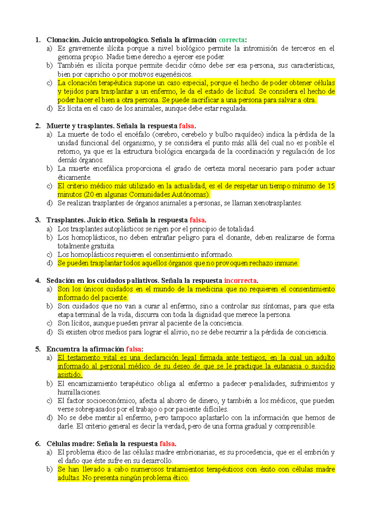 Examen ética aplicada y bioética 2º parcial - 1. Clonación. Juicio ...
