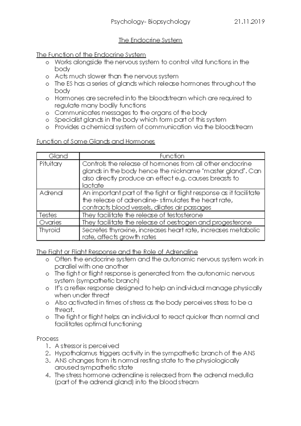 The Endocrine System - Psychology- Biopsychology 21. The Endocrine ...