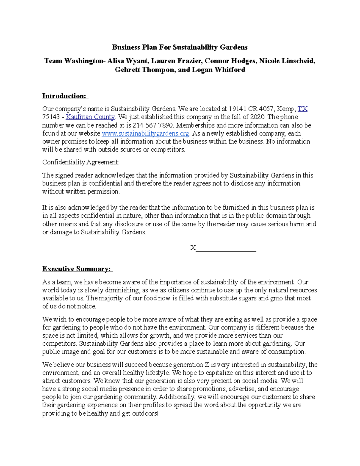 Sustainability Gardens Final Draft Business Plan - Business Plan For ...