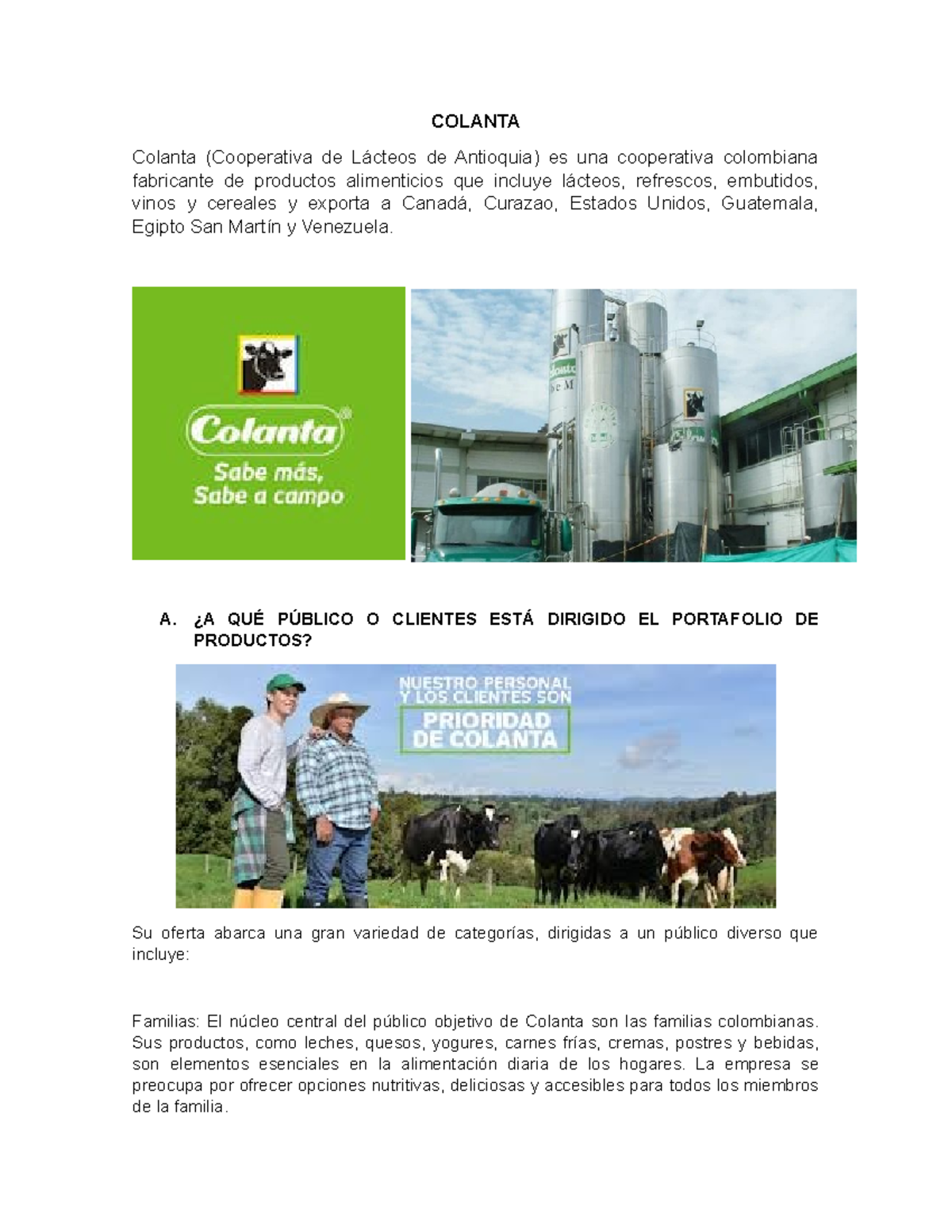 Taller Venta DE UN Producto colanta - COLANTA Colanta (Cooperativa de ...