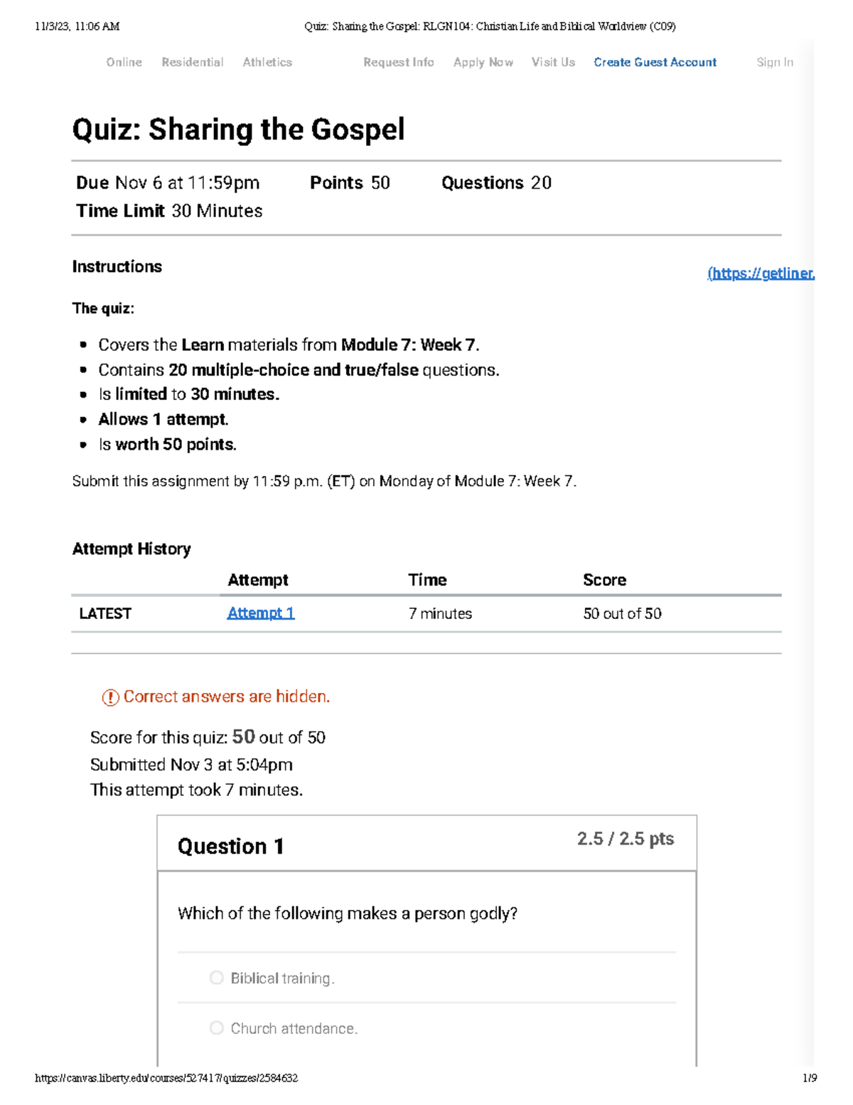 Quiz Sharing the Gospel RLGN104 Christian Life and Biblical Worldview ...