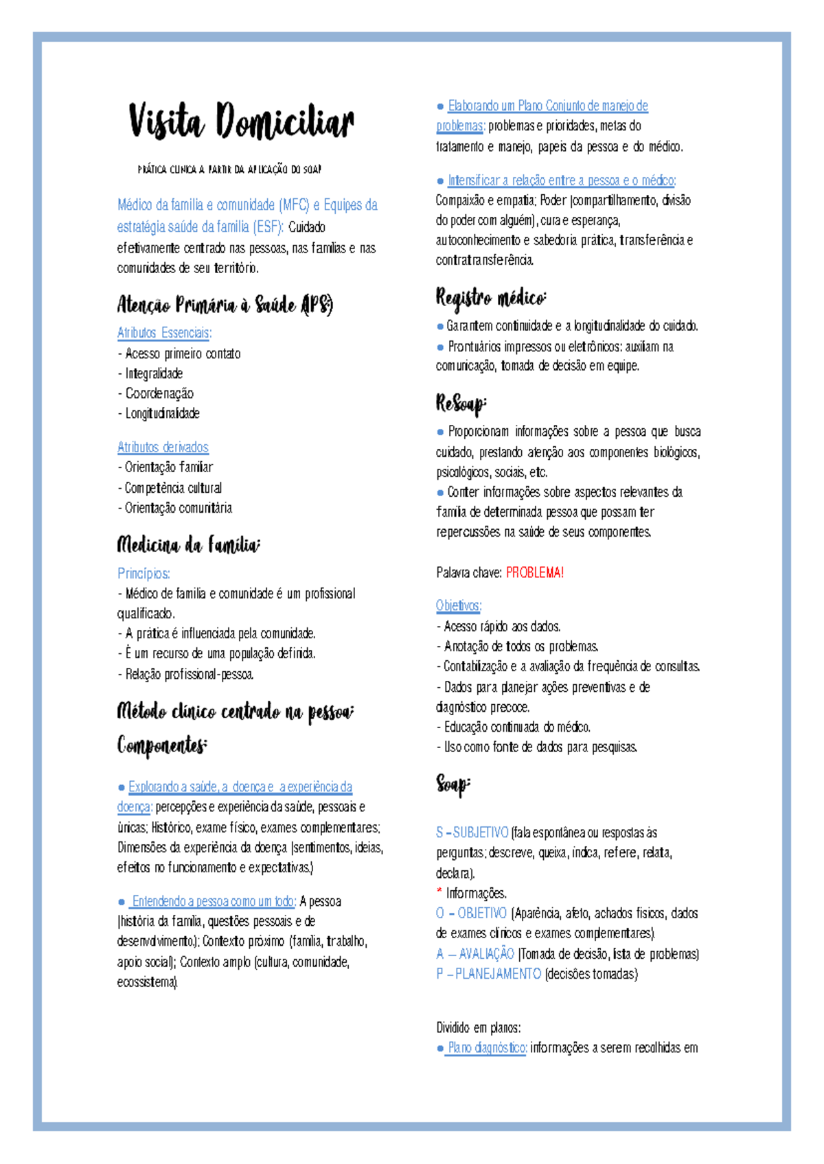 Resumo - SOAP - ( ) PRÁTICA CLÍNICA A PARTIR DA APLICAÇÃO DO SOAP ...
