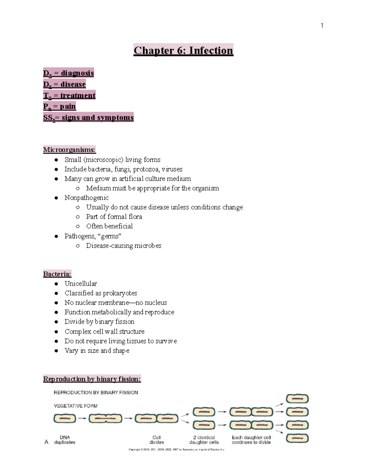 BMS 211 lecture notes- Test 3 - Chapter 6: Infection Dx = diagnosis Dz ...
