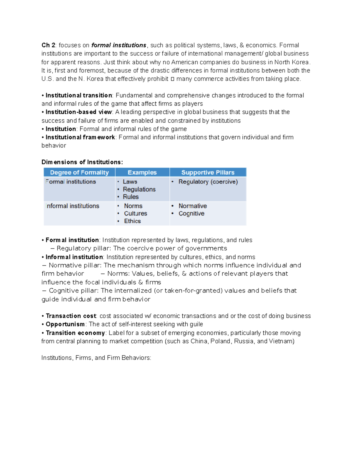 IB Module 2 - Ch 2: focuses on formal institutions, such as political ...