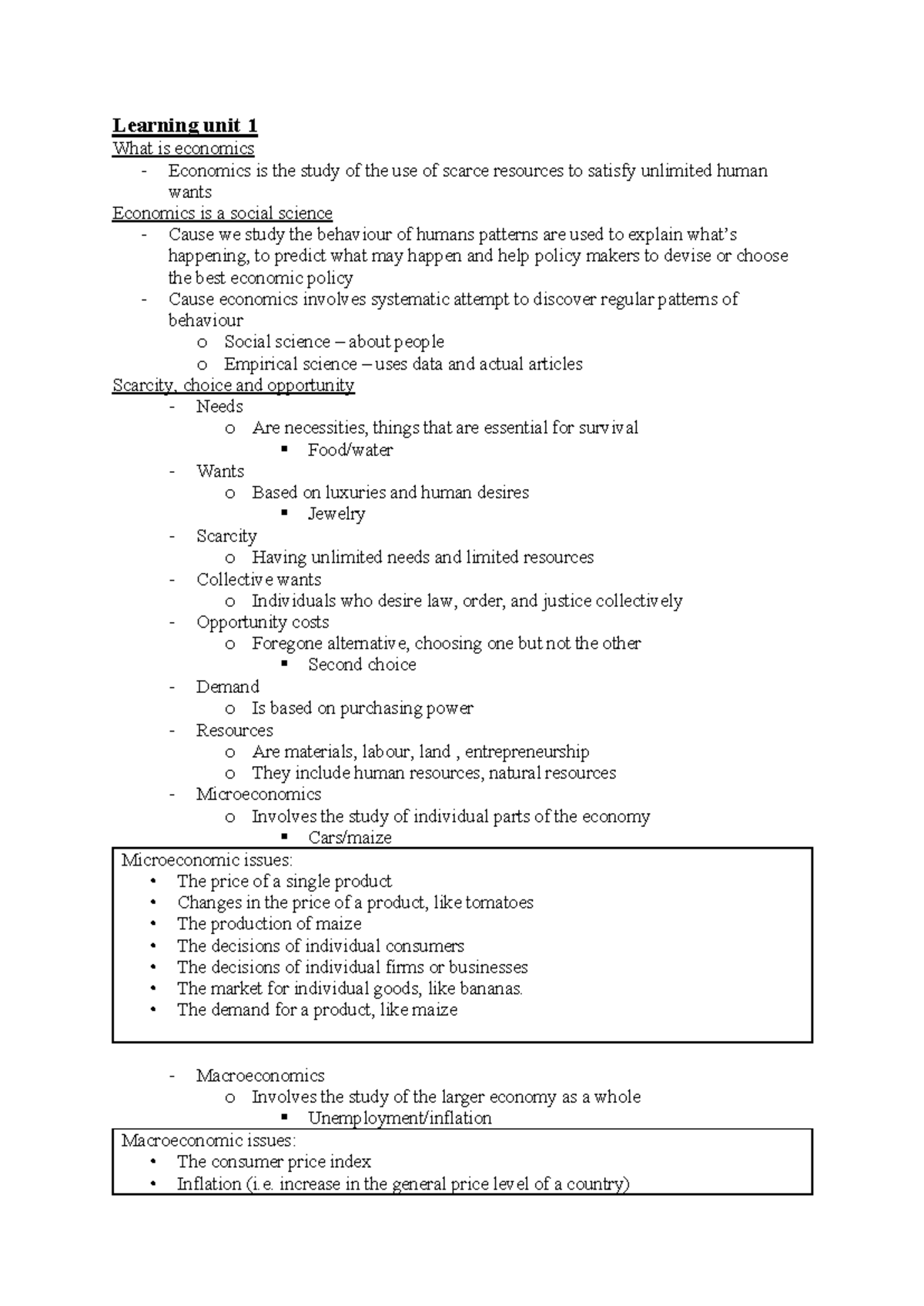 Learning unit 1 - summary notes on LU 1 - Learning unit 1 What is ...