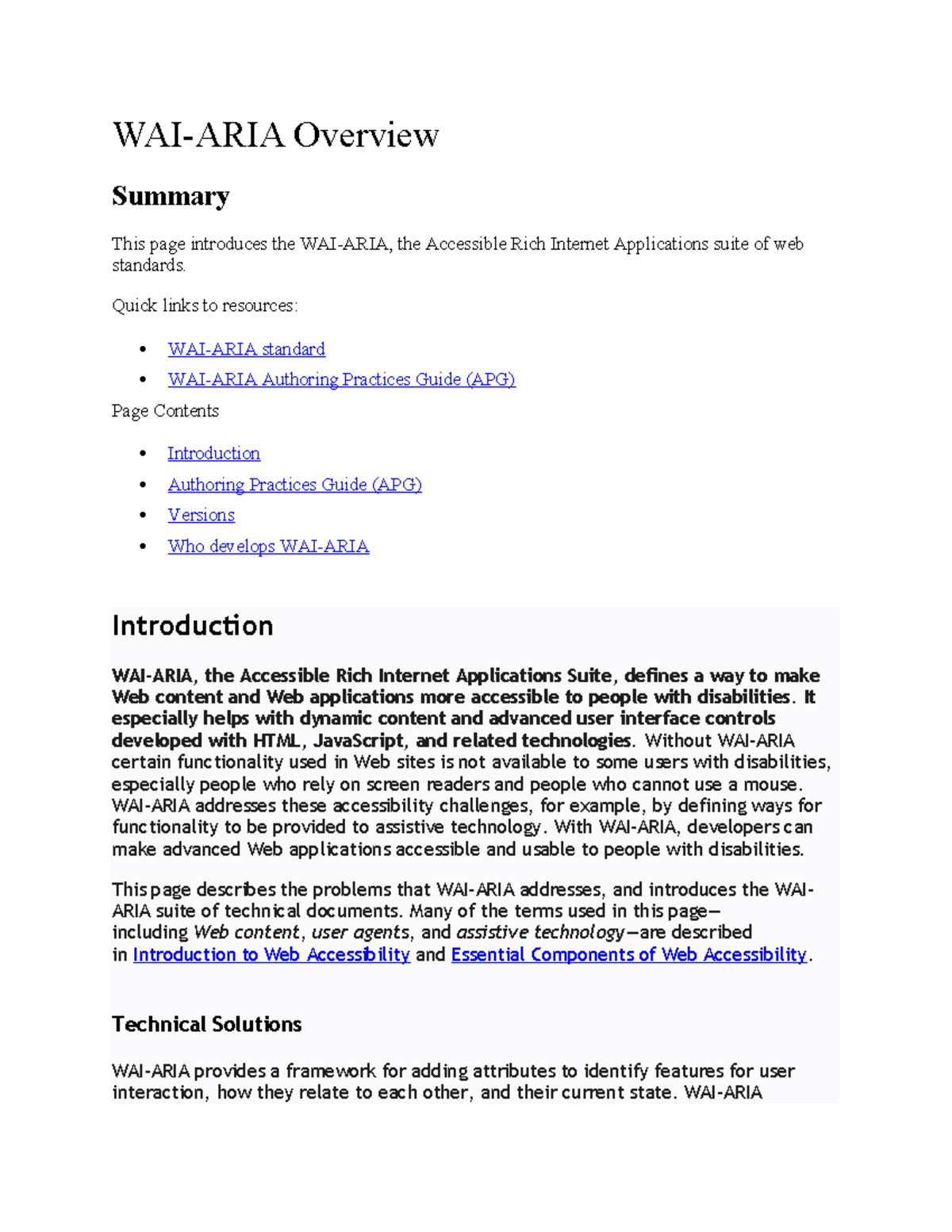 Web Accessibility Initiative – Accessible Rich Internet Applications - WAI-ARIA Overview Summary ...
