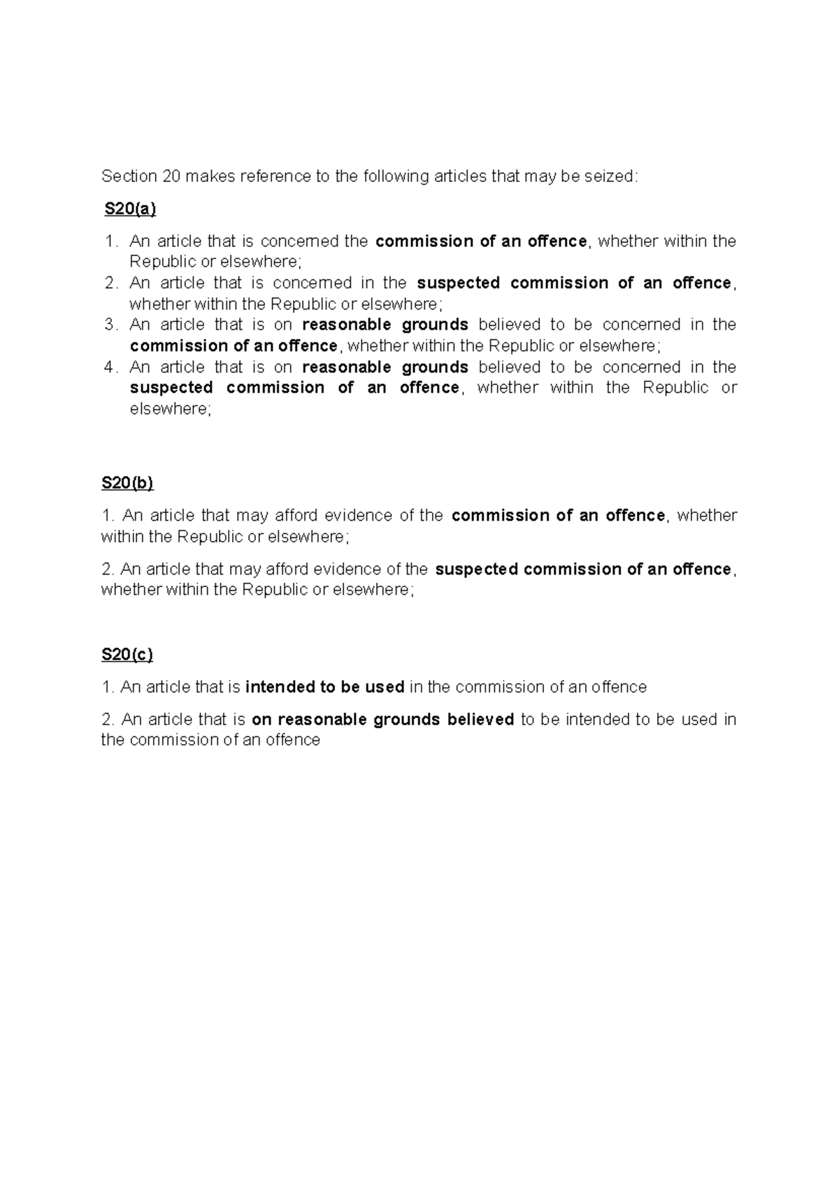 Section 20 CPA - Section 20 makes reference to the following articles ...