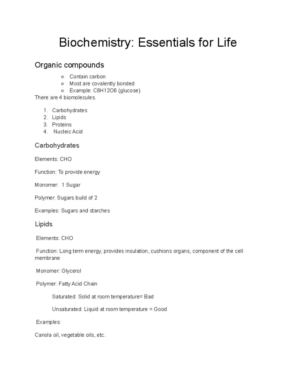 Biochemistry Essentials for Life - Biochemistry: Essentials for Life ...