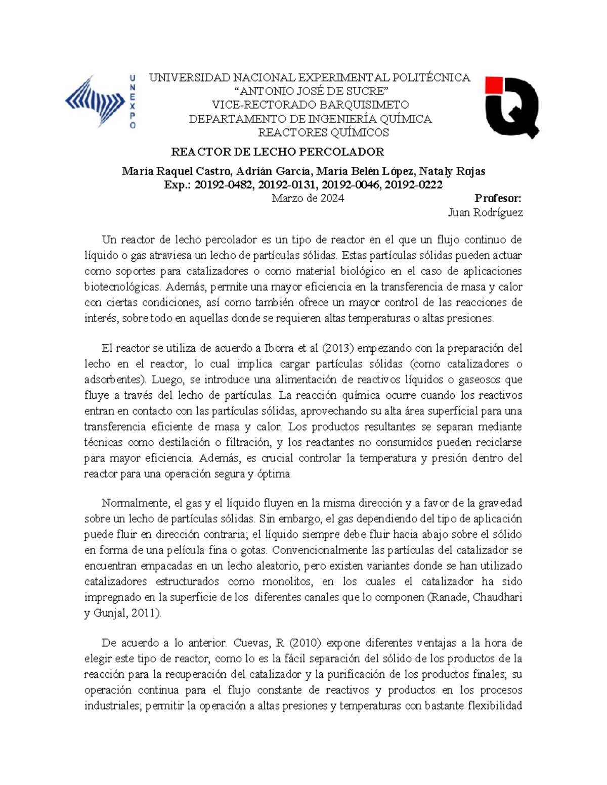 Reactor lecho percolador - UNIVERSIDAD NACIONAL EXPERIMENTAL ...