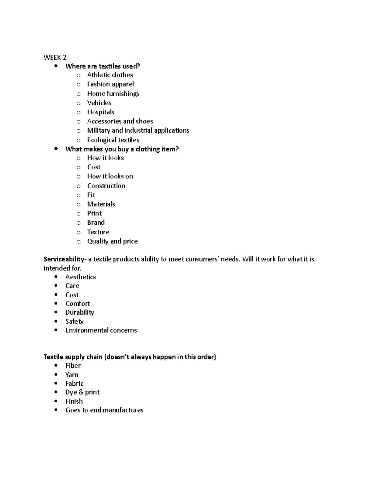 Fashion Fabrics - Lecture notes all notes - WEEK 2 Where are textiles ...
