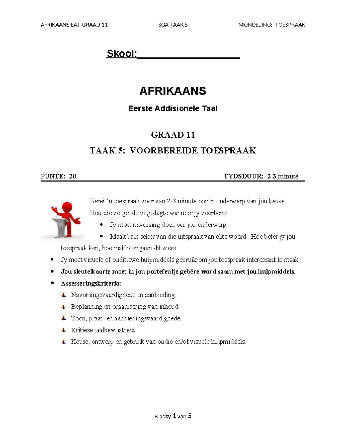 Gr 11 EAT TAAK 10 - Notes - Skool:__________________ AFRIKAANS Eerste ...