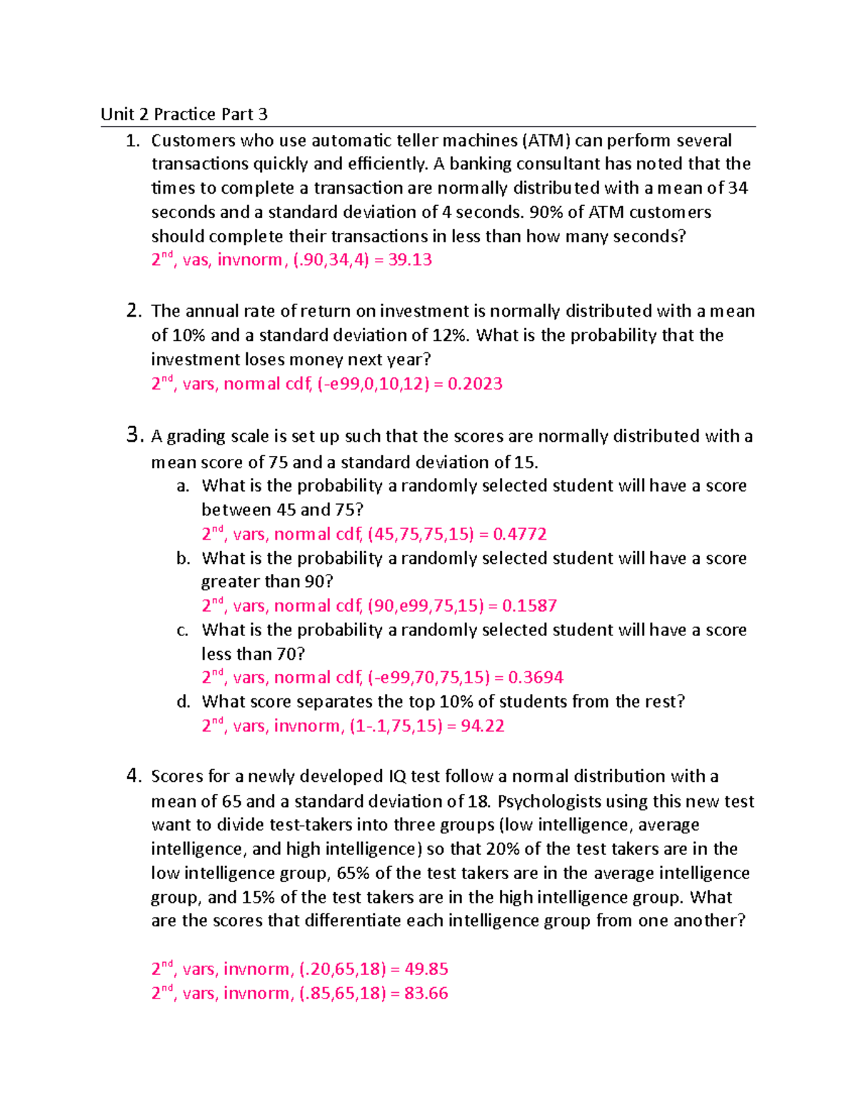 Unit 2 Practice Part 3 - Unit 2 Practice Part 3 1. Customers who use ...