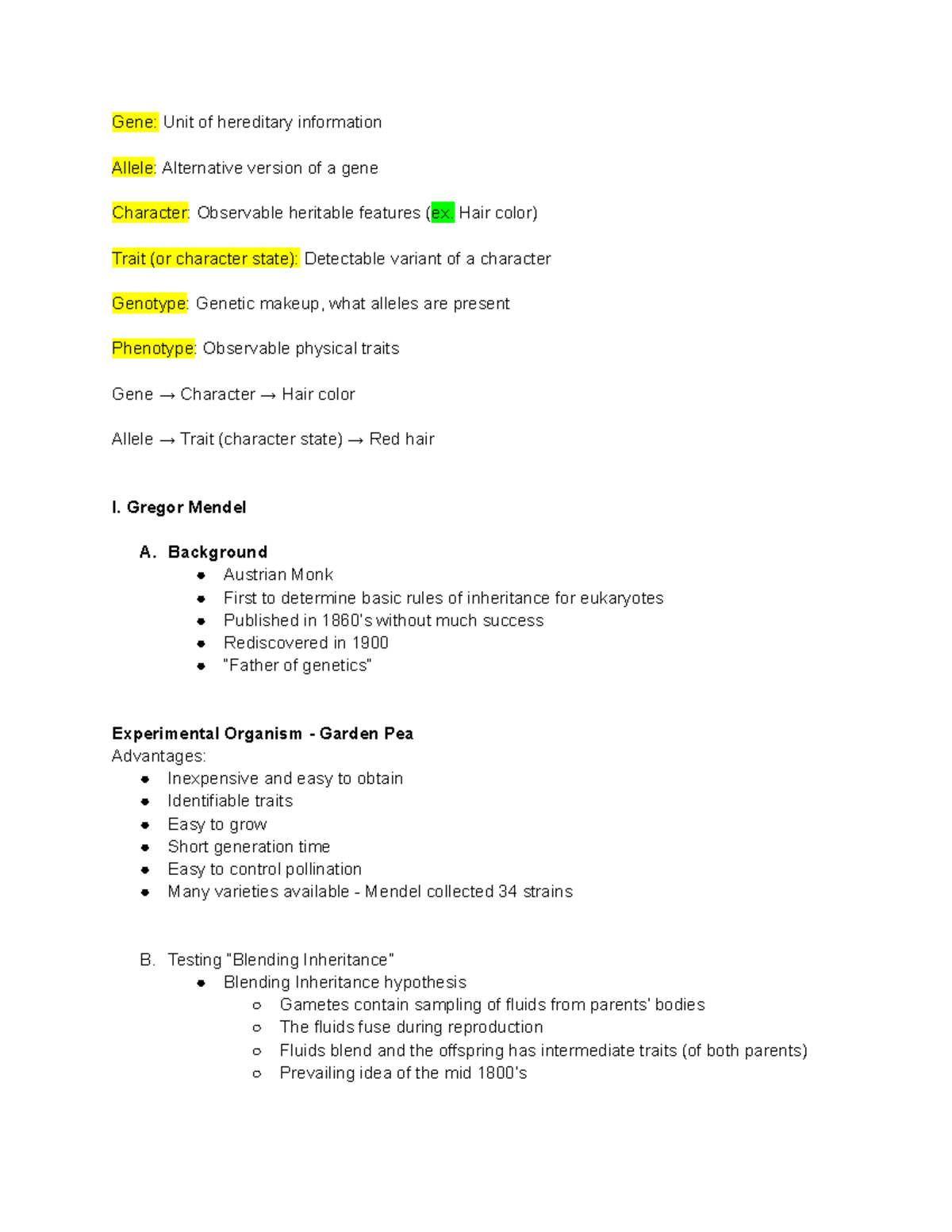 General biology lecture 8.3 notes - Gene: Unit of hereditary ...