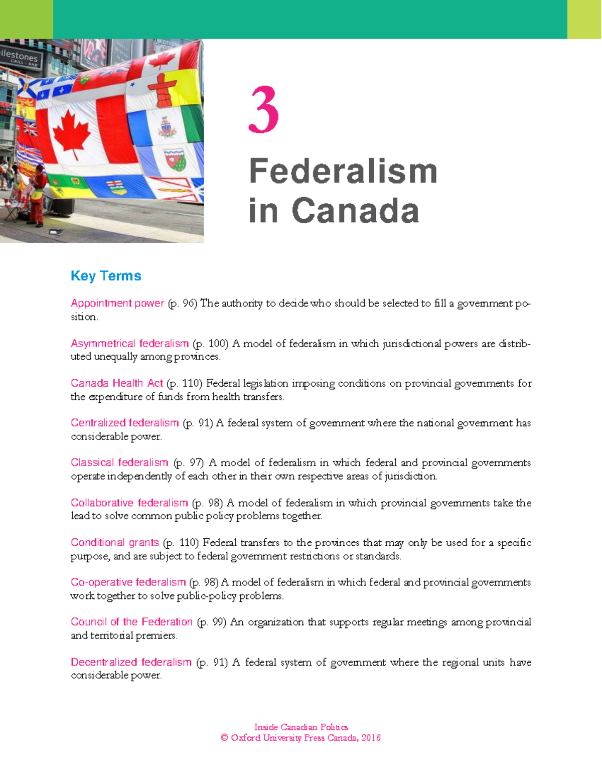 POLS 2300 Chapter 3 - Federalism - Inside Canadian Politics 3 ...