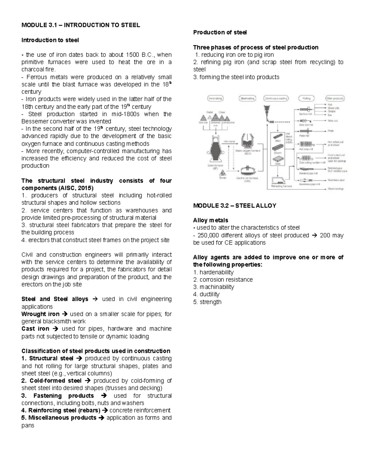 Final Exam Reviewer - MODULE 3 – INTRODUCTION TO STEEL Introduction to ...