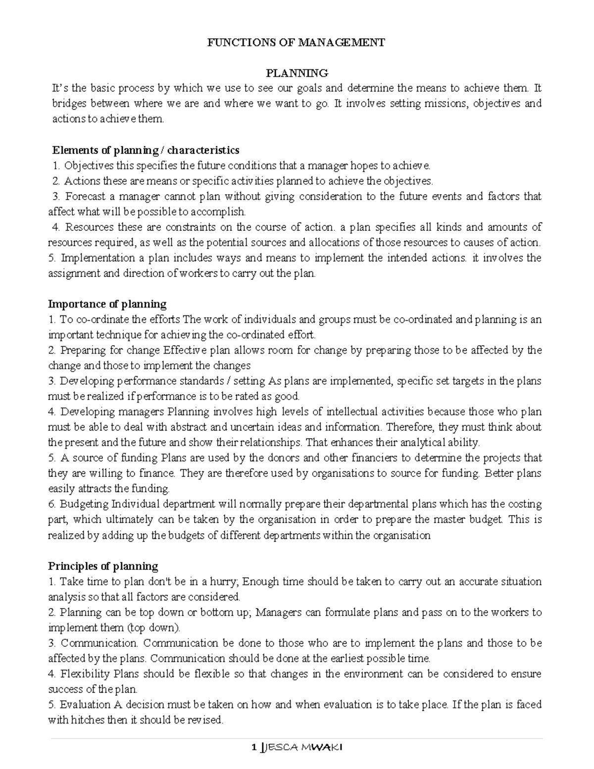 Functions OF Management - FUNCTIONS OF MANAGEMENT PLANNING It’s the ...