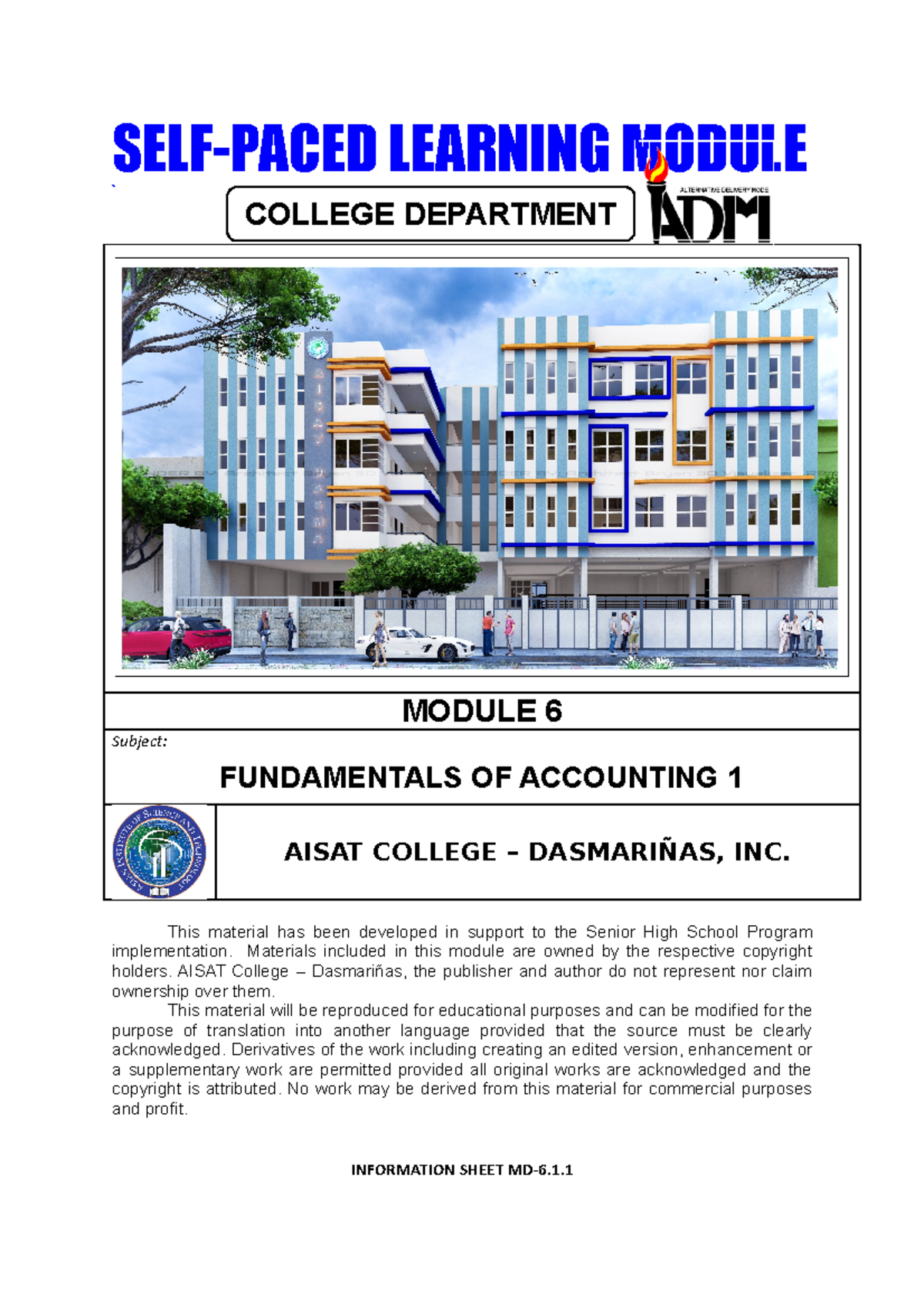 CSC Module 6-AE-ACTG1-B - SELF-PACED LEARNING MODULE ` MODULE 6 Subject ...