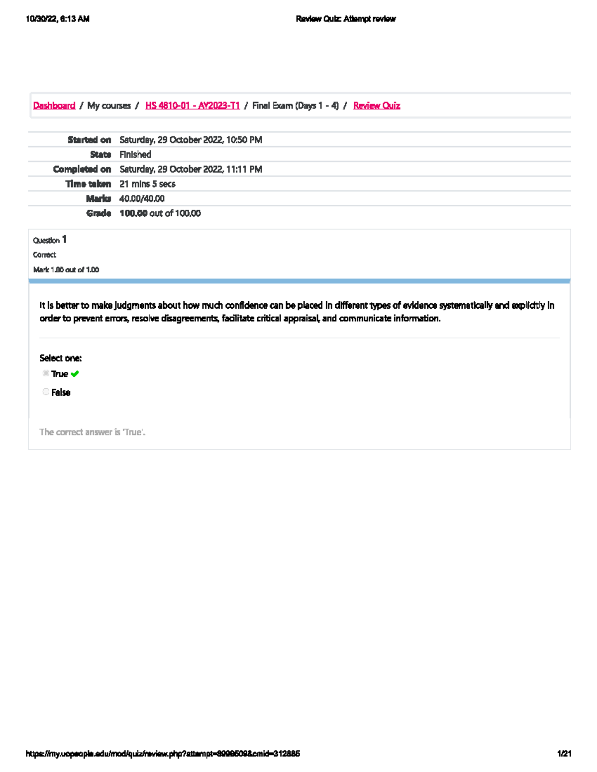Review quiz hs 4810 final - CPH 4810 - Studocu