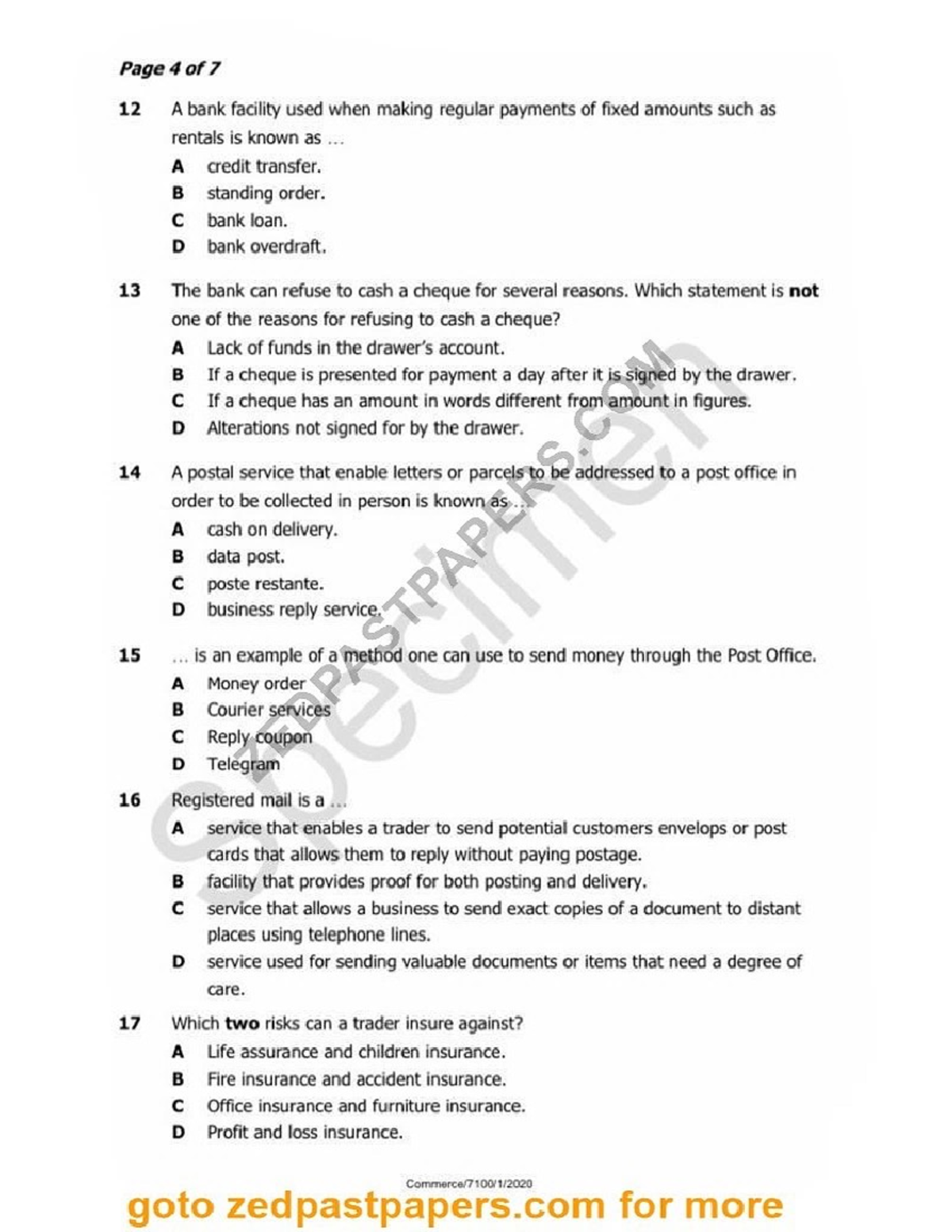 G12 commerce 2020 specimen - Internal medicine (cvs) - Studocu