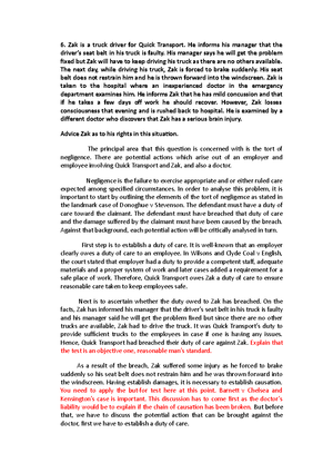 Tort law notes - DUTY OF CARE caparo test to establish DOC ...