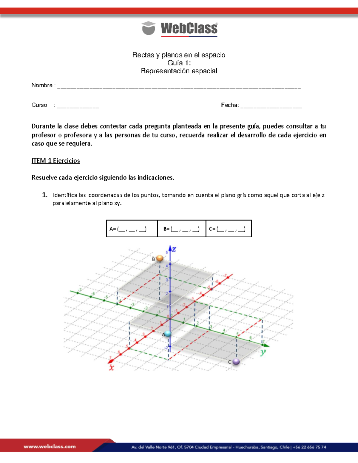 G3D GUÍA Puntos Y Planos 3D - Rectas y planos en el espacio Guía 1 ...