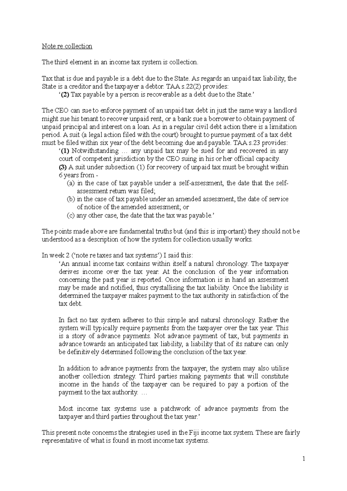 05 note re collection - Note re collection The third element in an ...